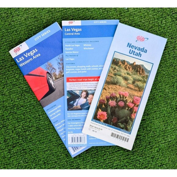 Aaa | Office | Vintage 200 Aaa Road Map Las Vegasnevadautah Folding ...